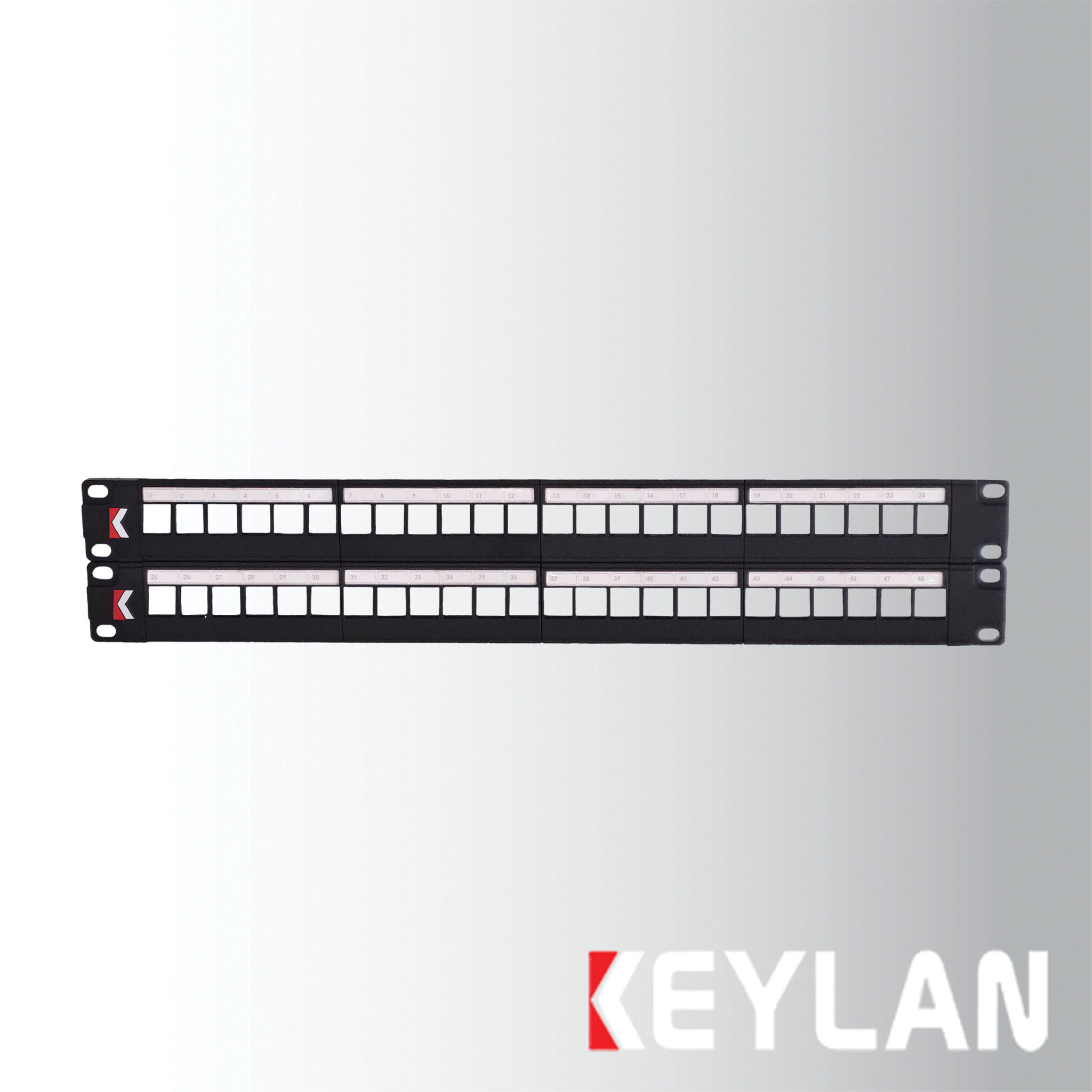 1RU, 48-Port Modular Patch Panel, Empty - Keystone Cable